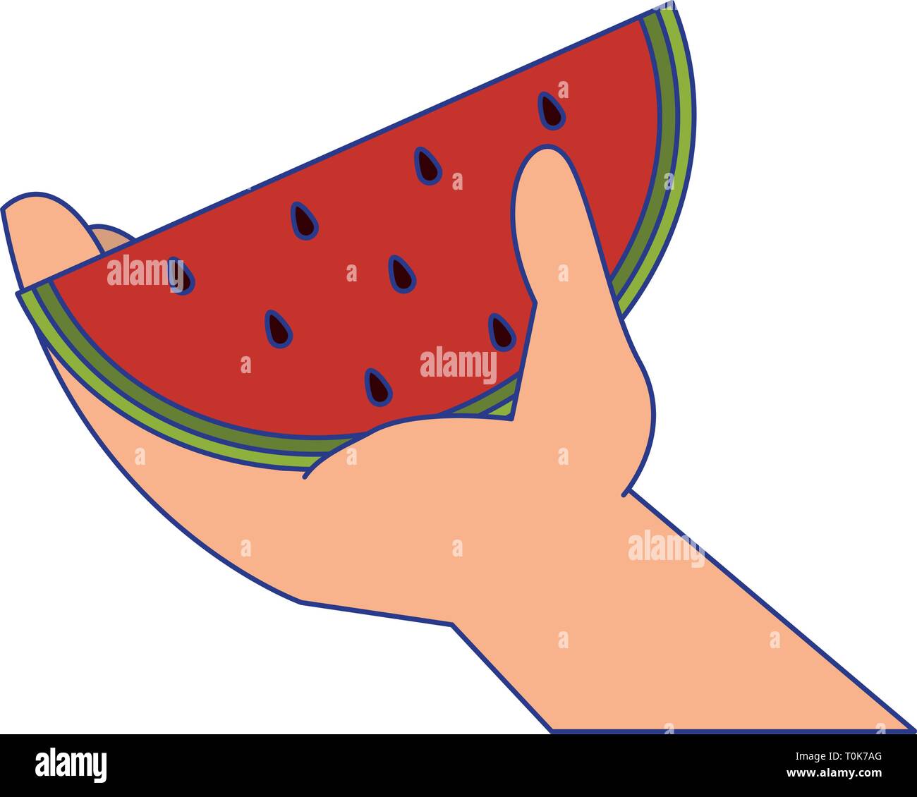 Hand holding watermelon Stock Vector Images - Alamy