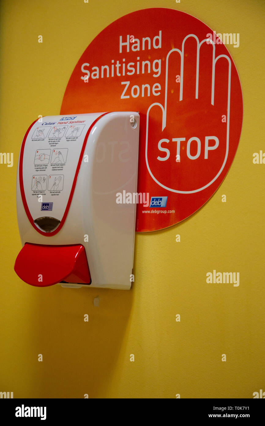 Hand Sanitising Zone in hospital Stock Photo - Alamy