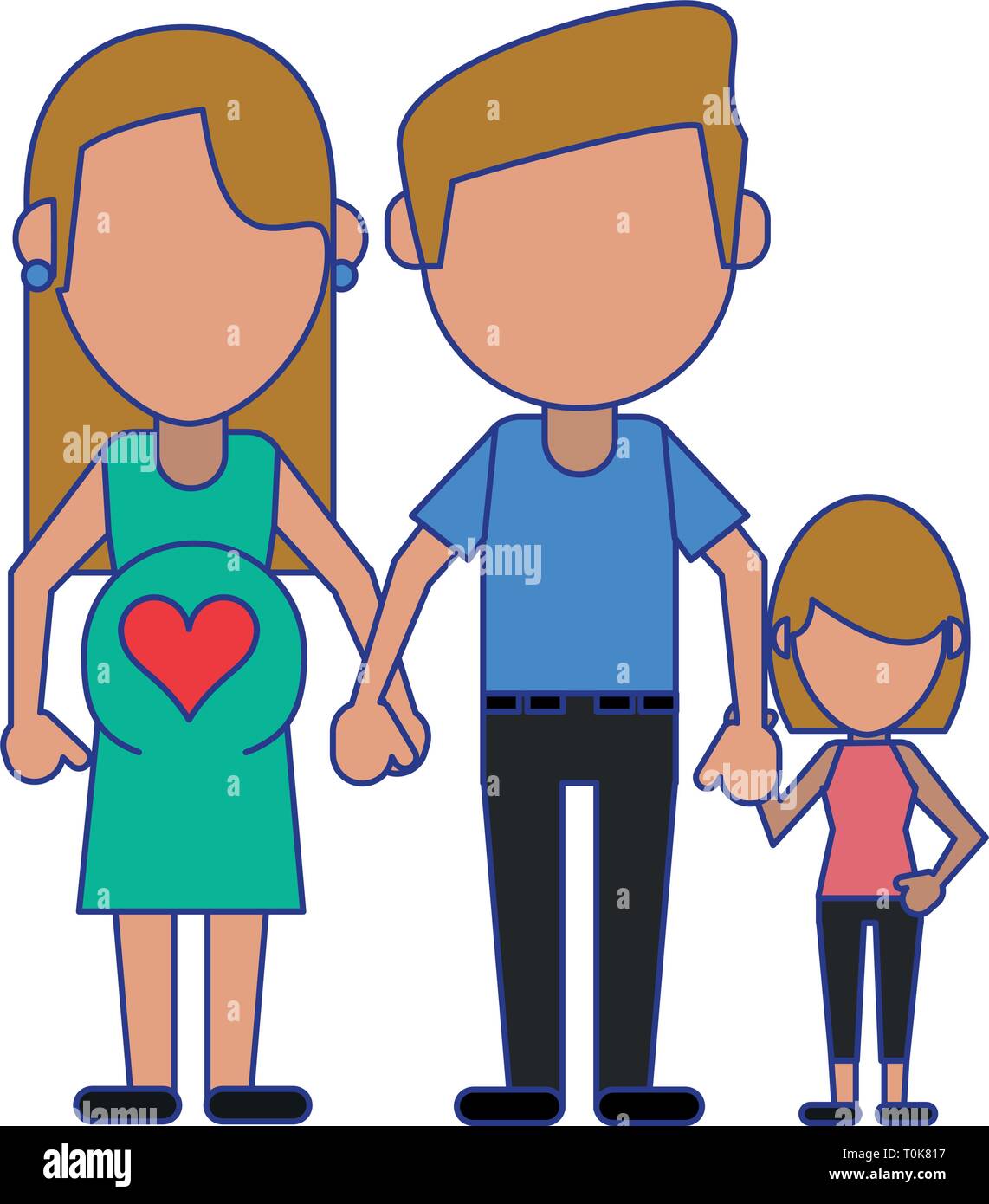 Family avatar faceless cartoon blue lines Stock Vector Image & Art - Alamy