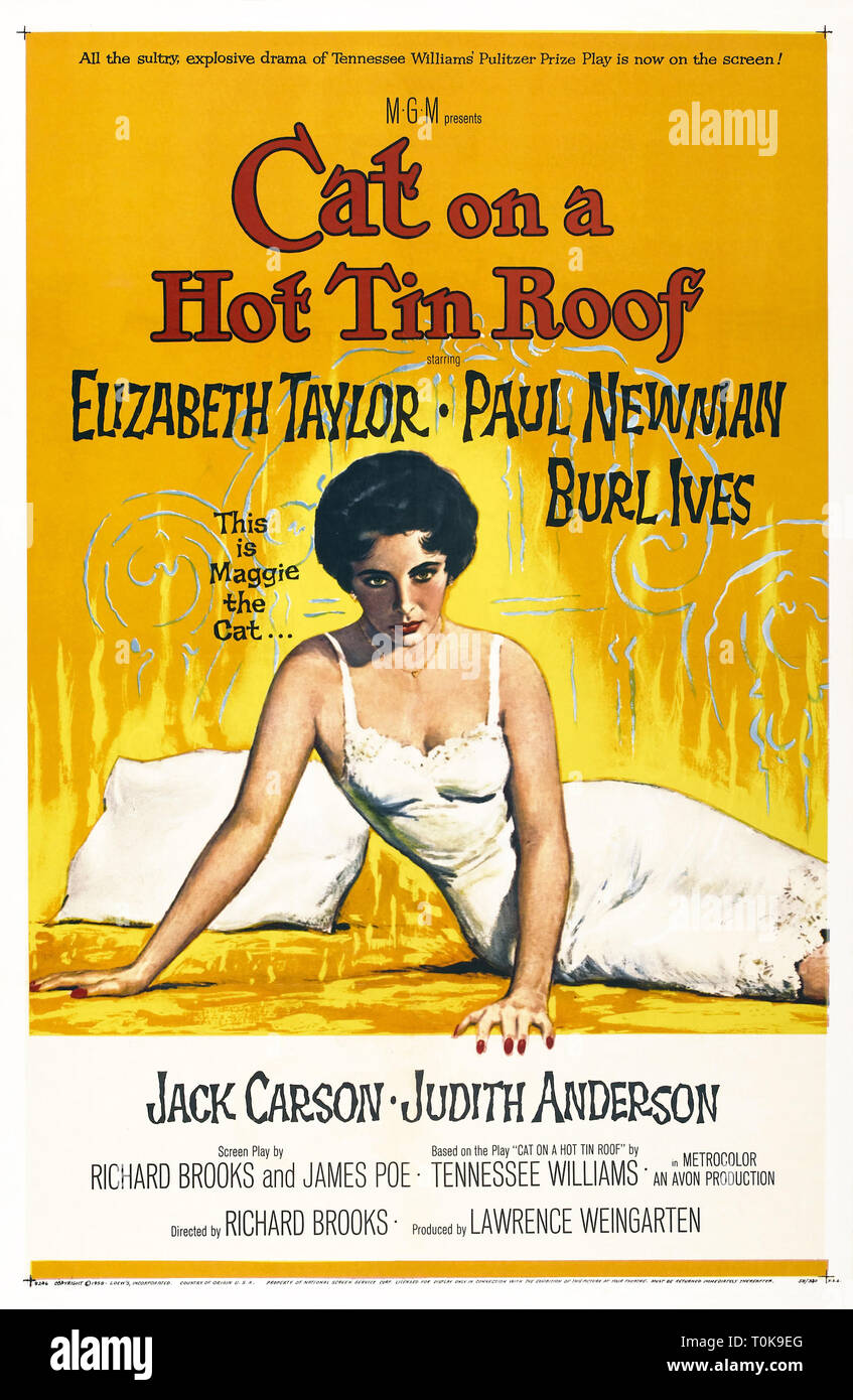 ELIZABETH TAYLOR POSTER, CAT ON A HOT TIN ROOF, 1958 Stock Photo - Alamy