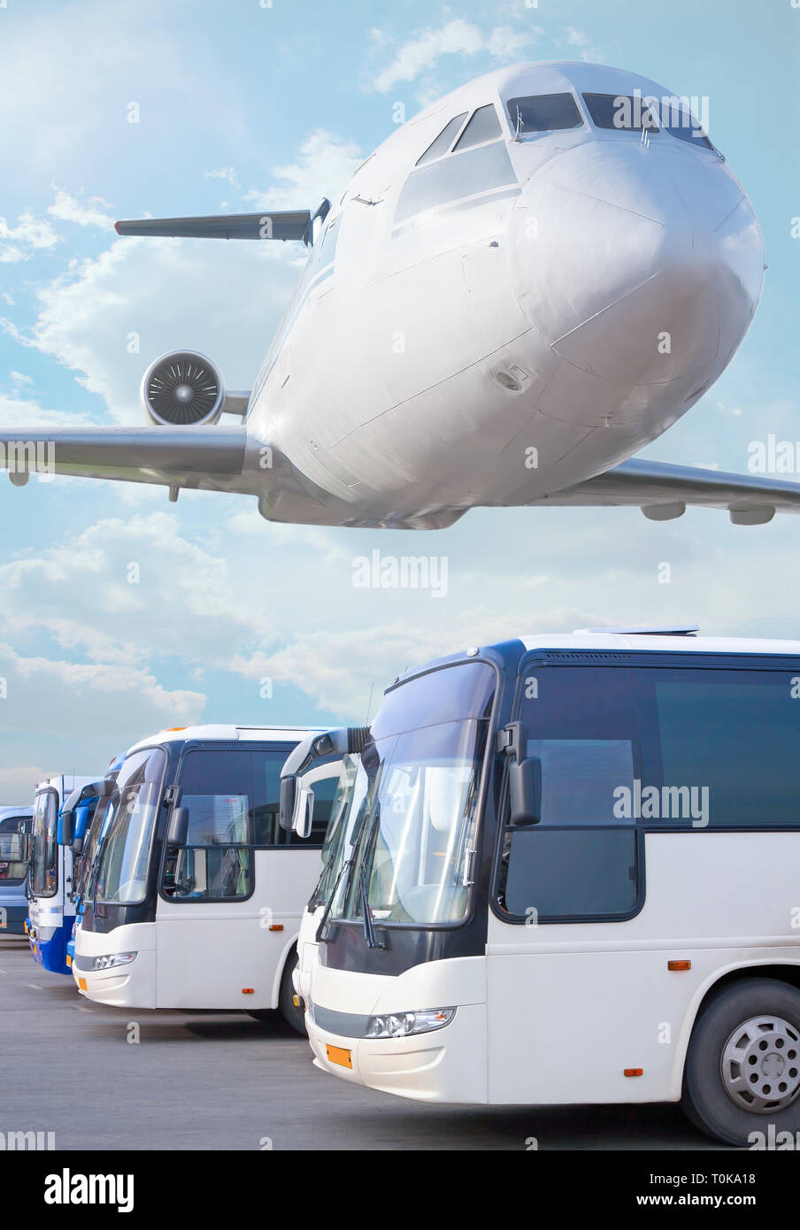 Bus and plane hi-res stock photography and images - Alamy