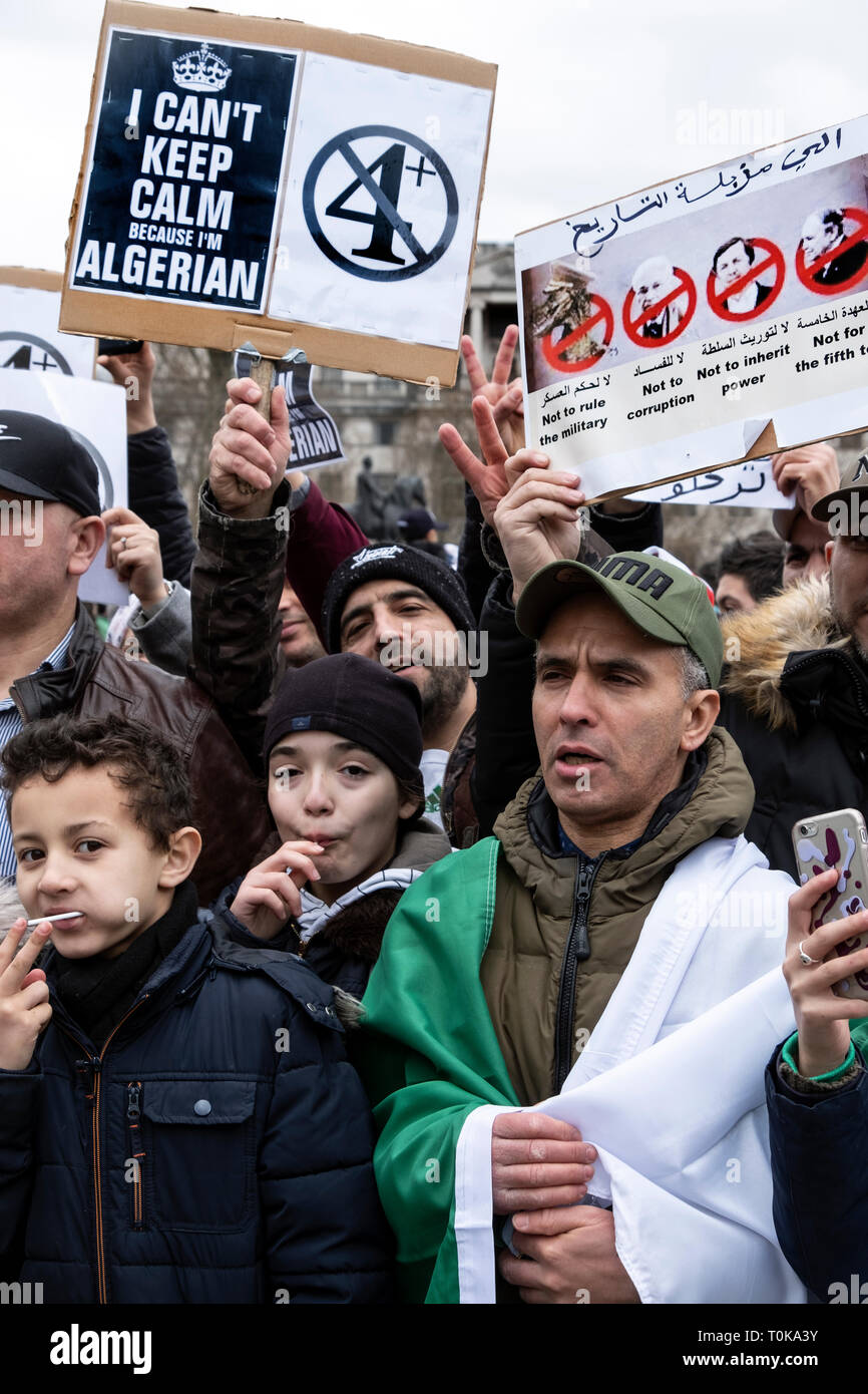 Algerian protest in Trafalgar place London calling for President ...