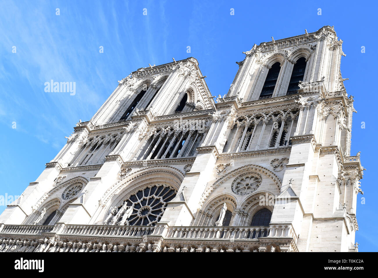 Angle view of the Notre Dame Cathedral facade Stock Photo - Alamy