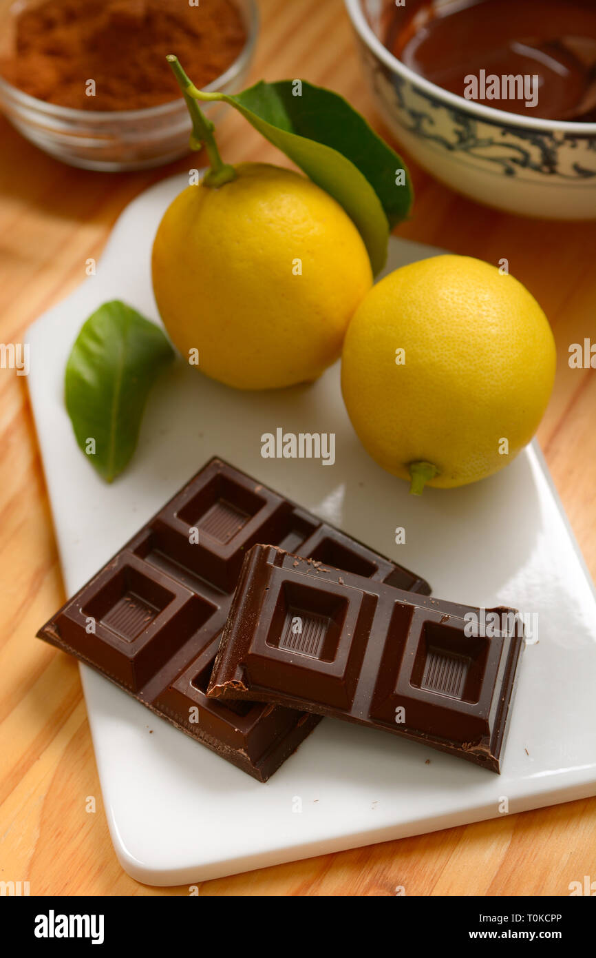 lemon chocolate bar - traditional Sicilian recipe - closeup Stock Photo ...