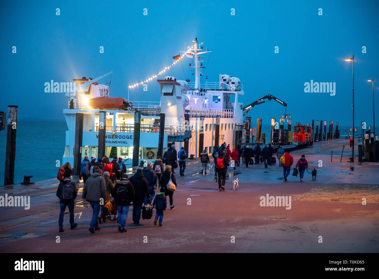Island Wangerooge, Ostfriesland, pier, ferry to the mainland,East ...