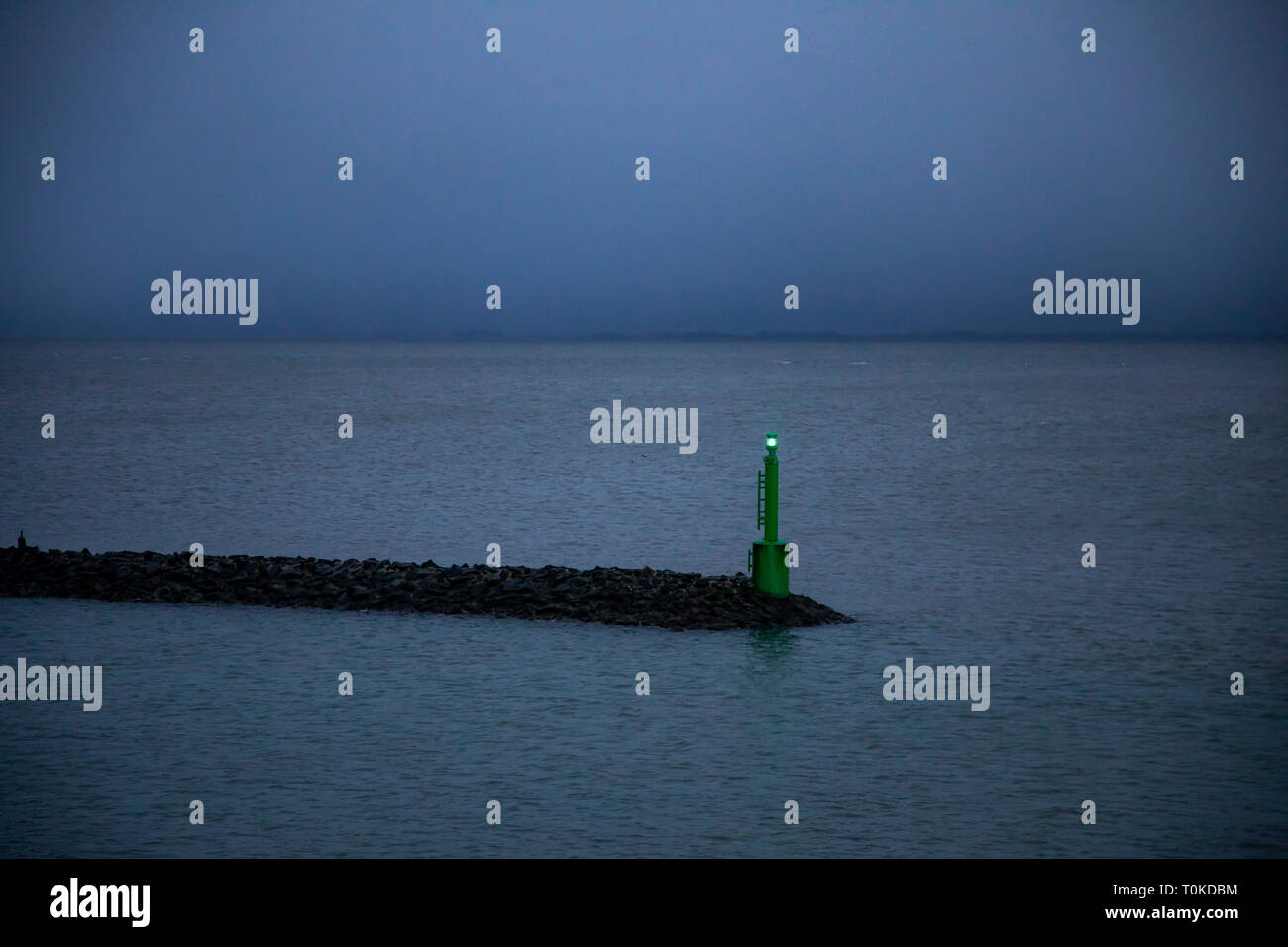 Island Wangerooge, Ostfriesland, ferry port, position light at the ...