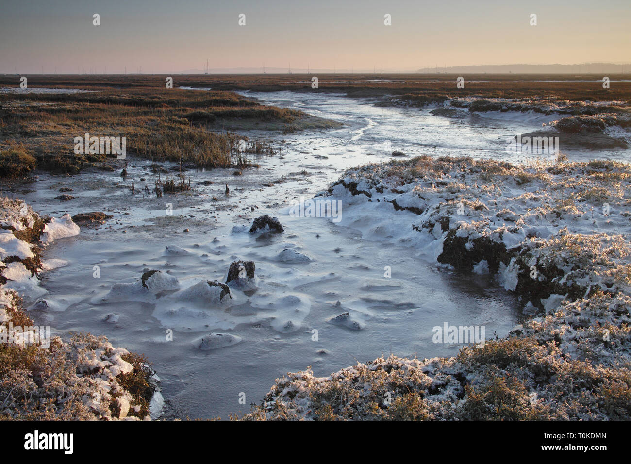 Frozen salt marsh Keyhaven New Forest National Park England UK Stock ...