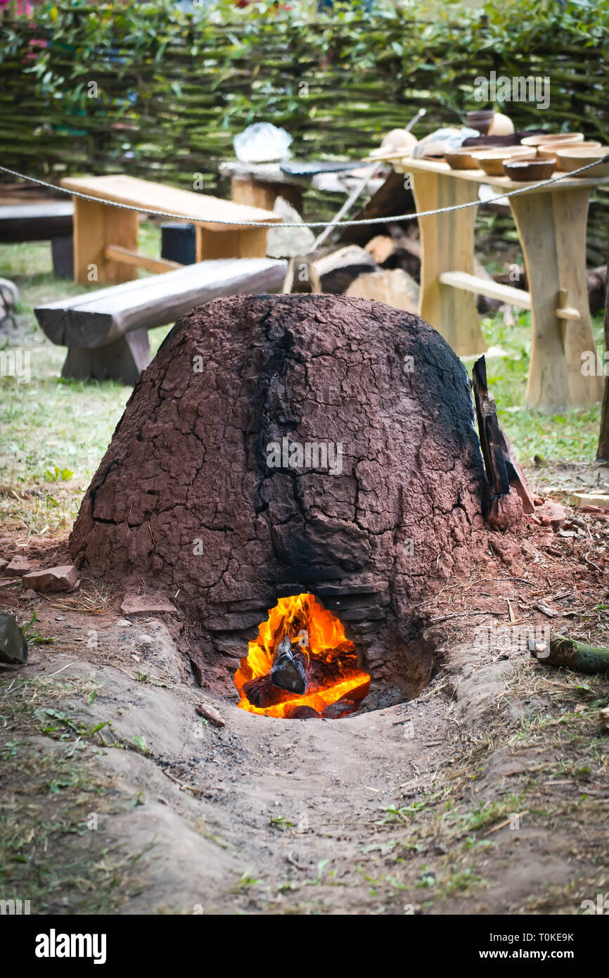 Old slavic furnace made of clay and stones Stock Photo - Alamy