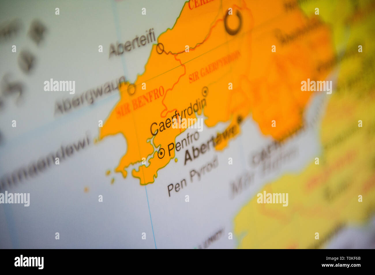 Map of south west Wales in the welsh language Stock Photo - Alamy