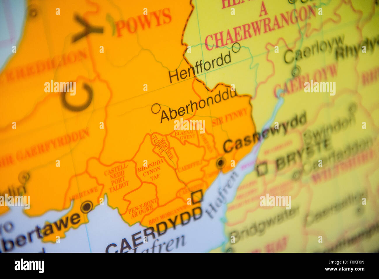 Map of south west Wales in the welsh language Stock Photo - Alamy