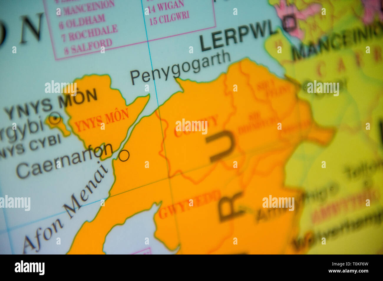 Map of North Wales in the welsh language Stock Photo - Alamy