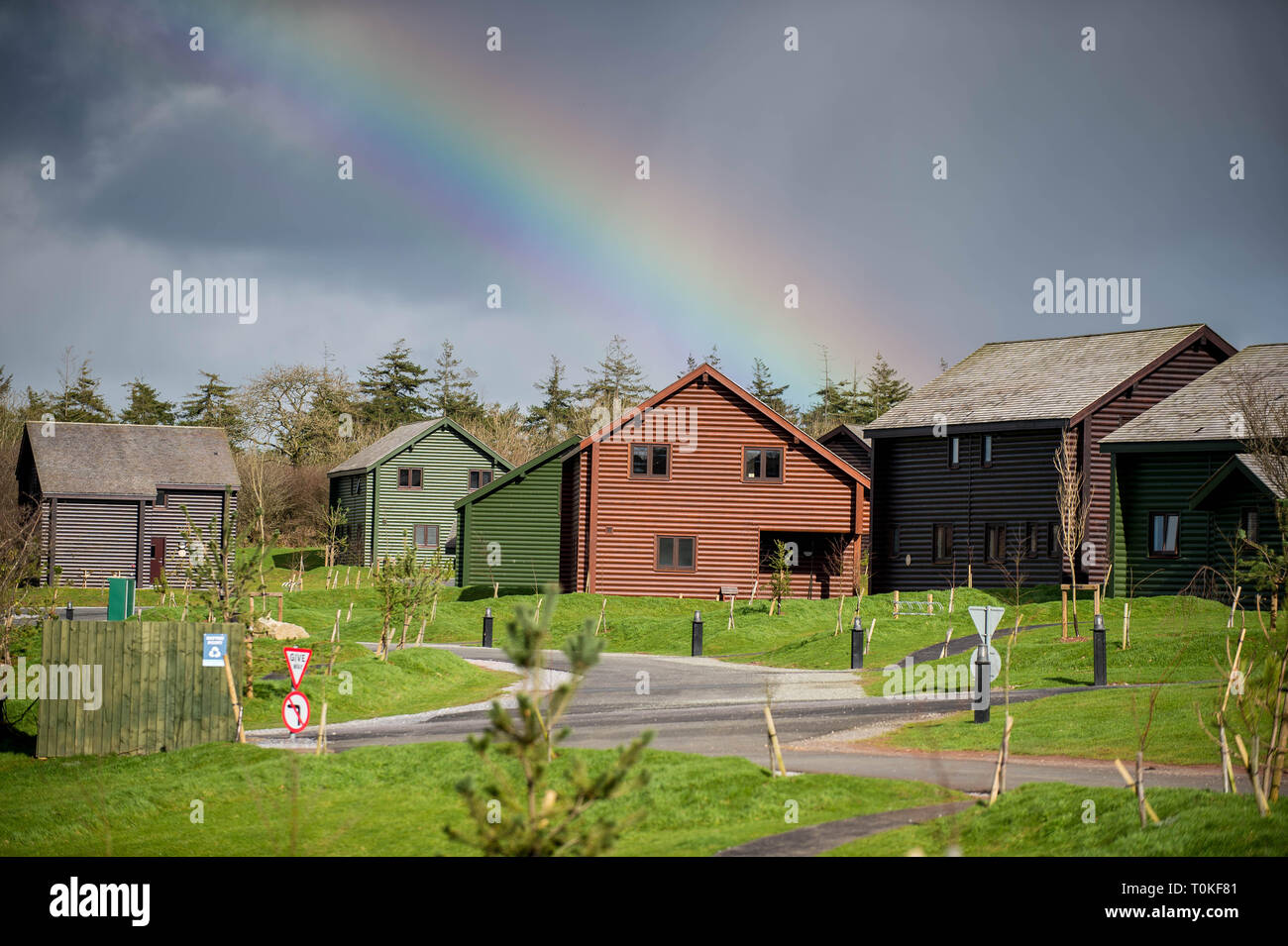 Lodges at Bluestone resort in Pembrokeshire Stock Photo - Alamy