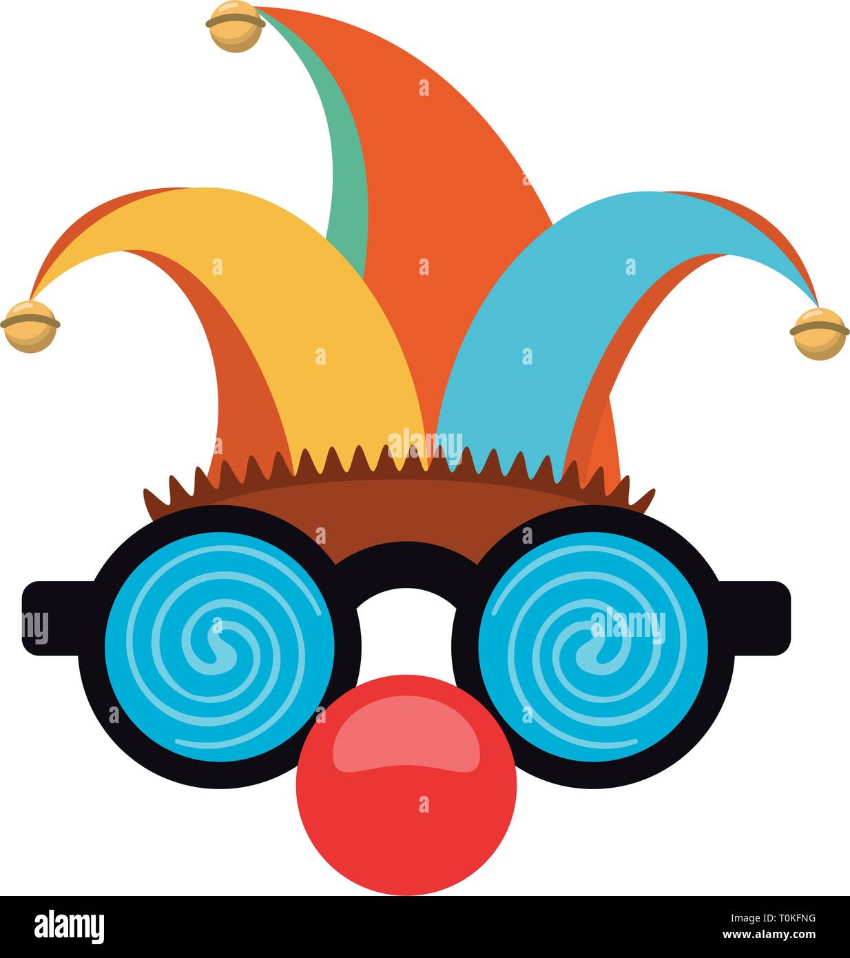 Glasses and clown nose with jester hat cartoon Stock Vector Image & Art ...