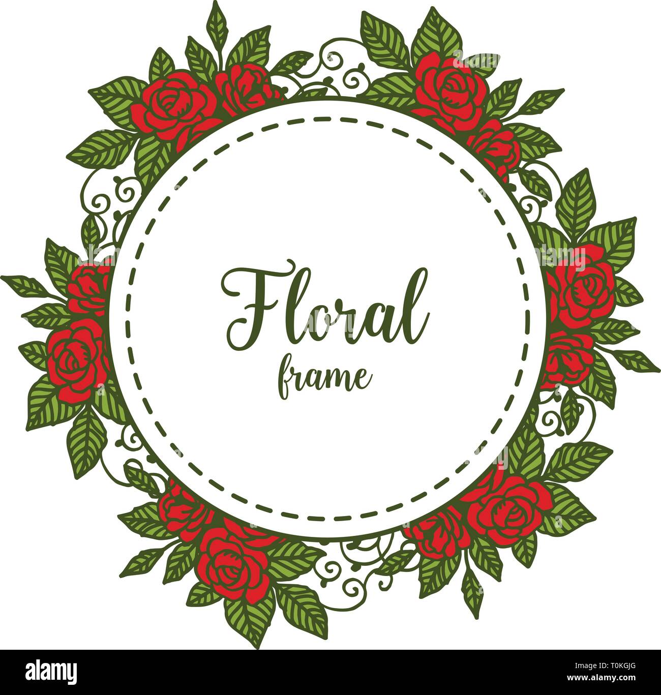 Vector illustration design elemen with rose floral frame hand drawn ...