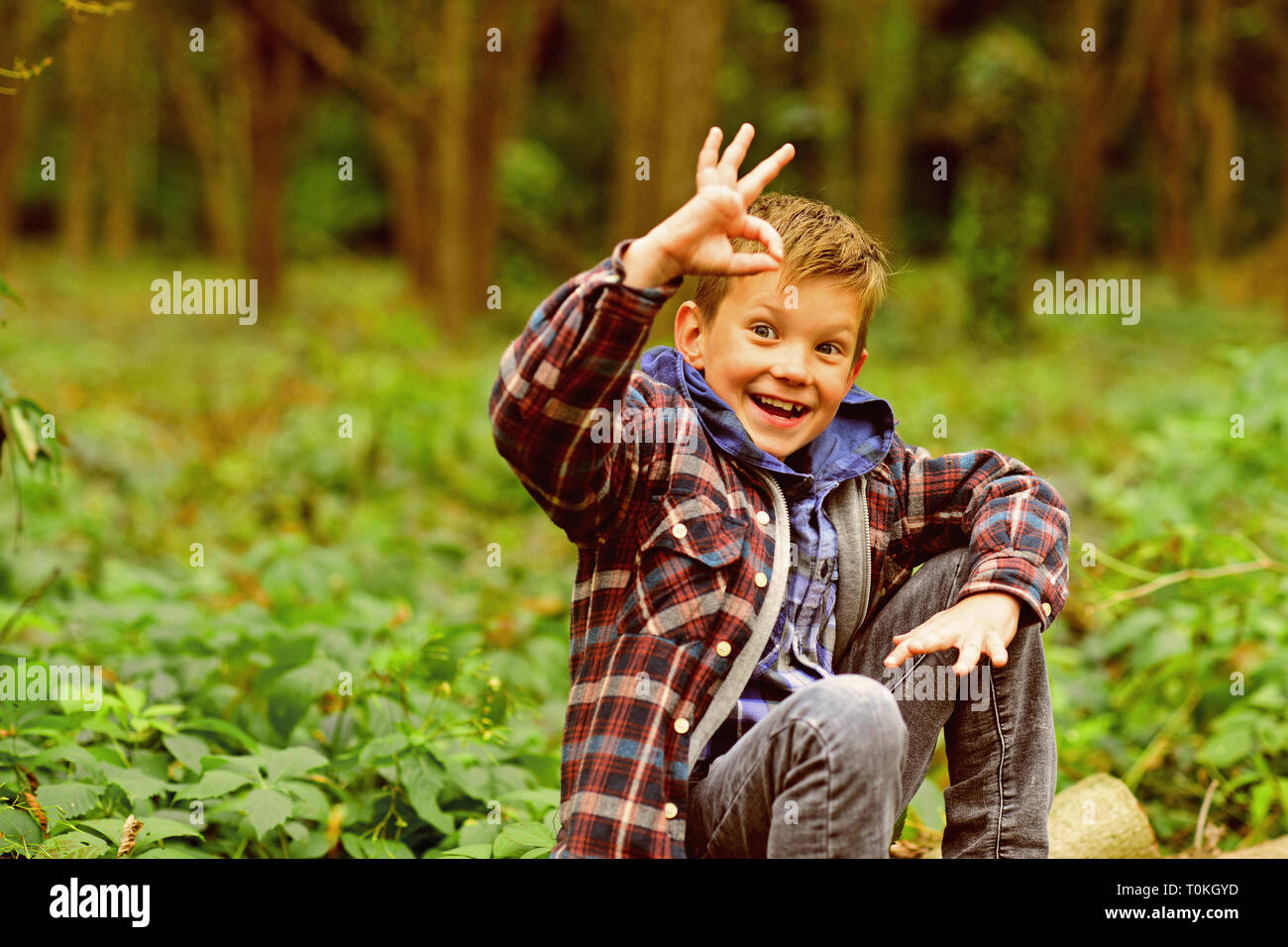 I feel ok. Little boy show ok sign. Happy little boy. Small boy enjoy ...