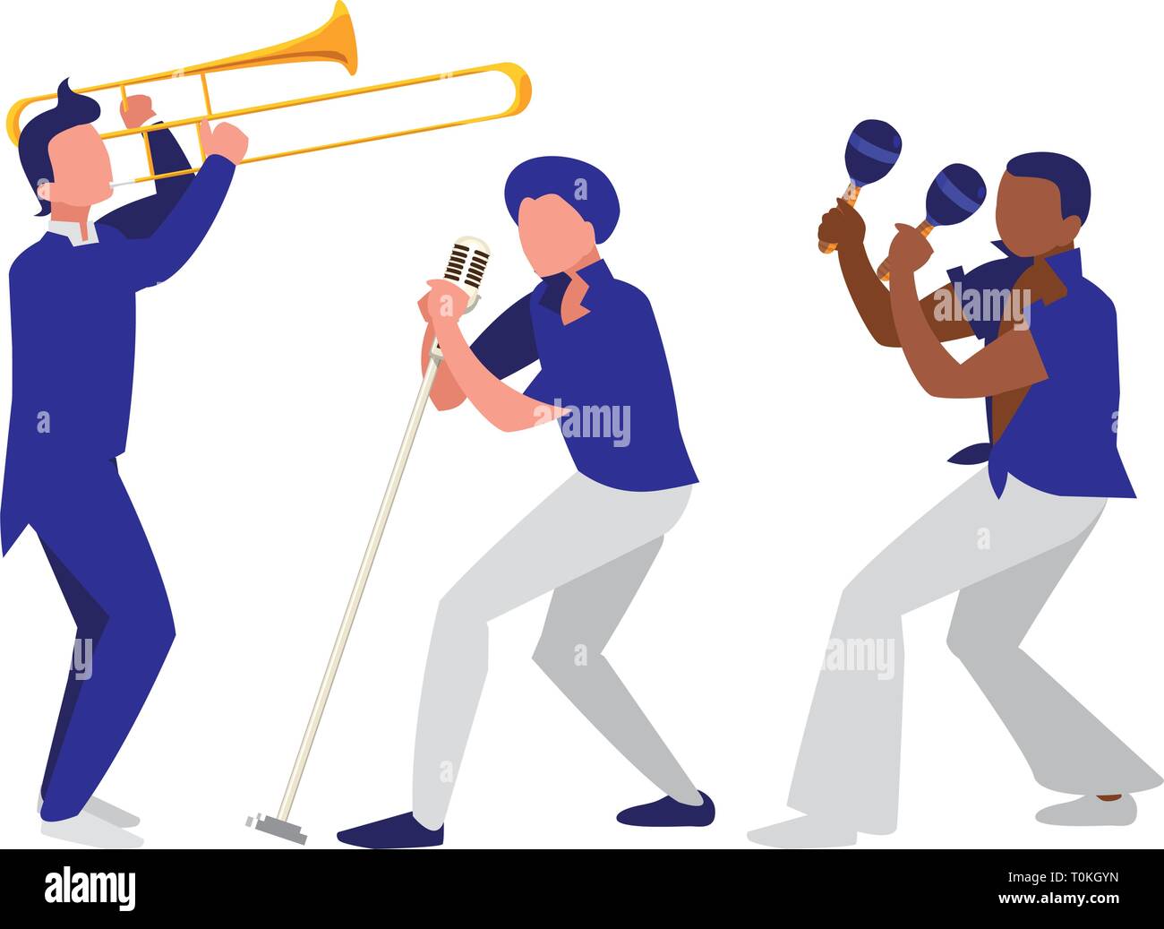 singer and musicians band characters vector illustration design Stock ...