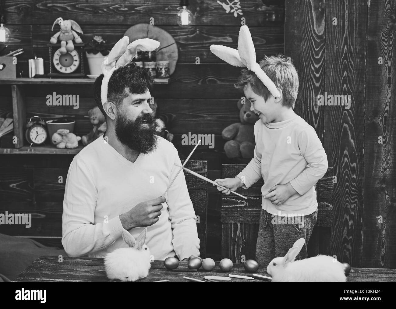 Happy easter Rabbit's family with bunny ears Stock Photo - Alamy