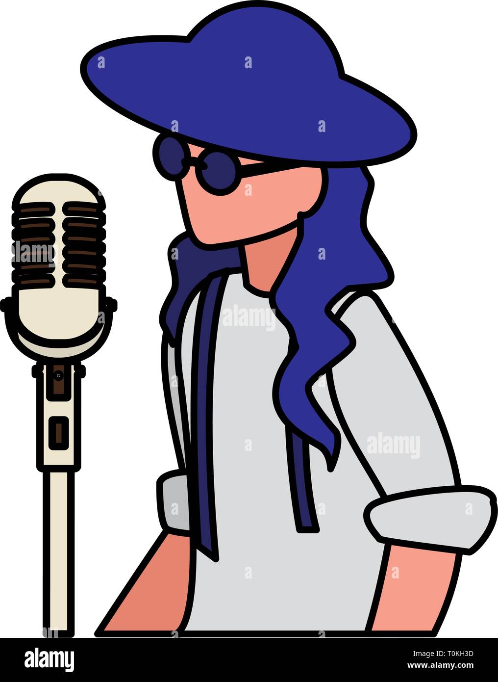 singer with microphone character vector illustration design Stock ...