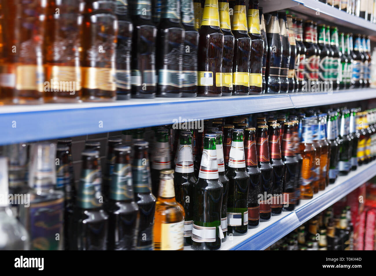 Image of a lot of bottle alcohol drink at shelves in the supermarket ...