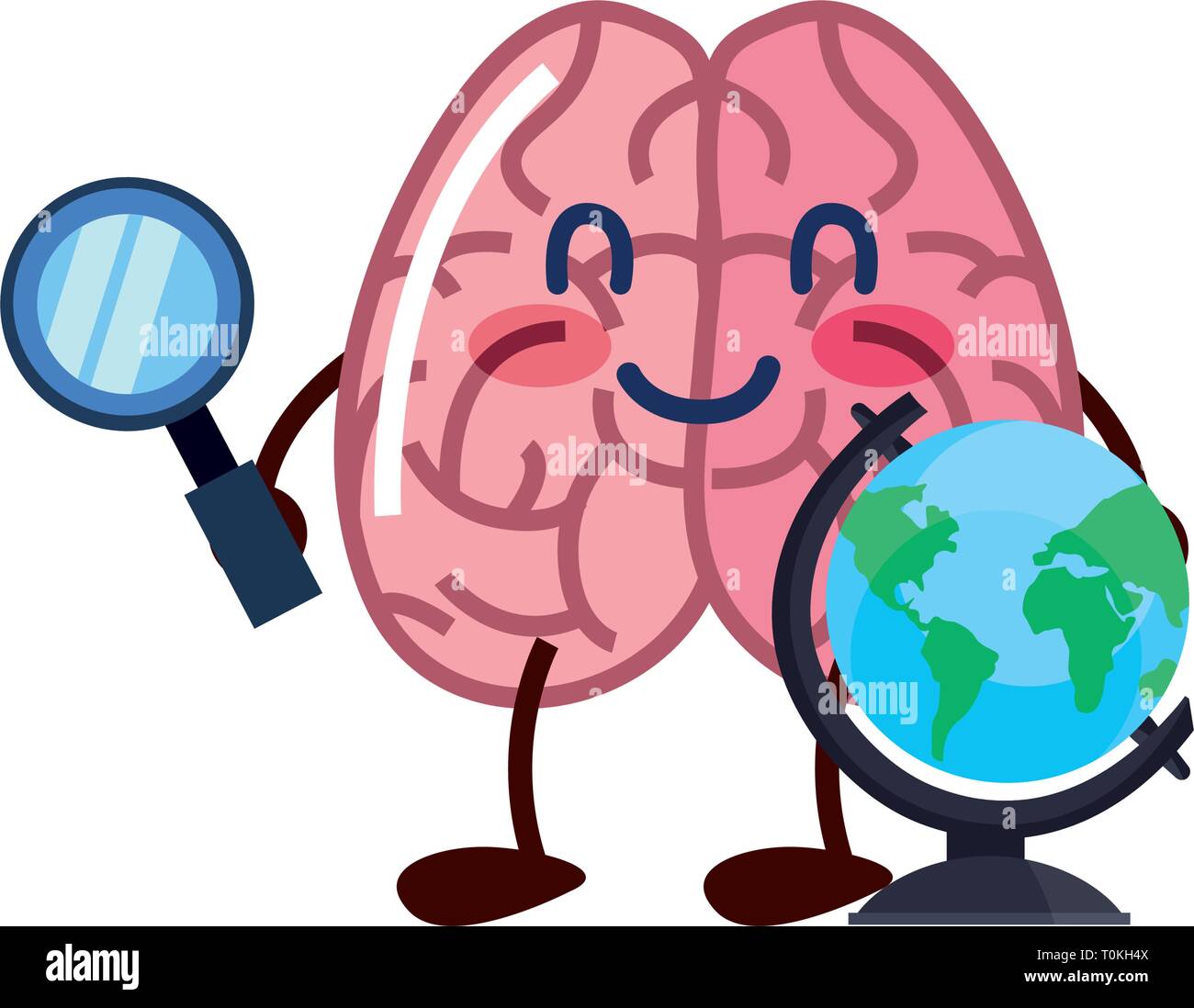 brain cartoon world magnifier creativity vector illustration Stock ...