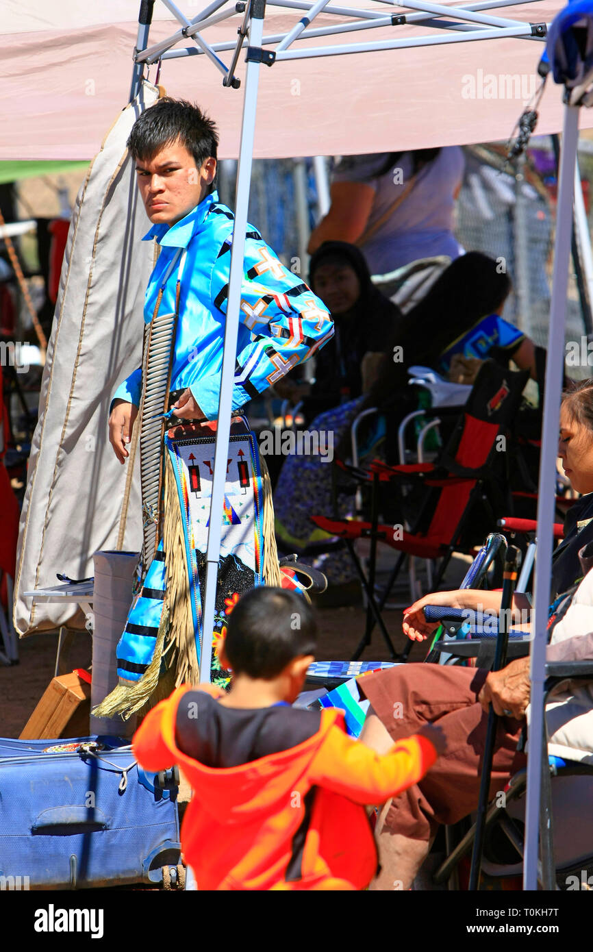 Native American men Prepare for the Grand Entrance at the Wa:k Pow Wow ...