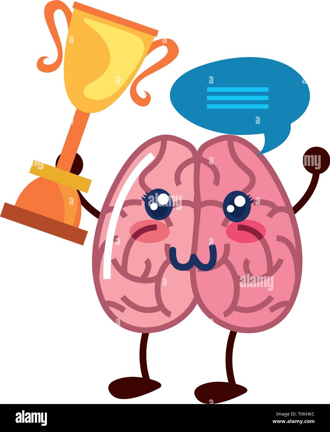 brain cartoon trophy speech bubble creativity vector illustration Stock ...