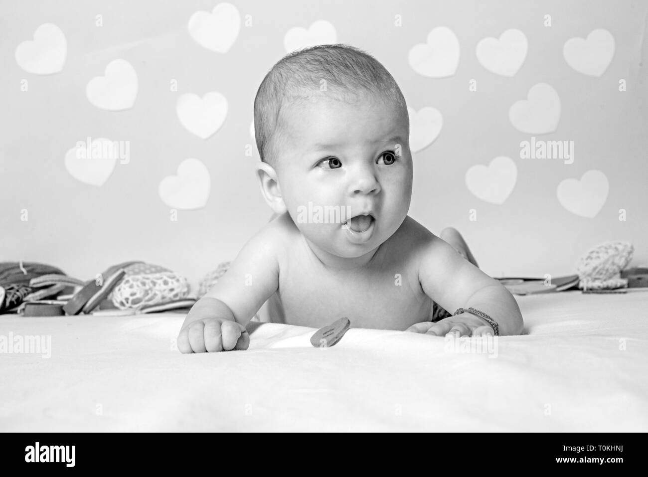 Having a child. Family. Child care. Childrens day. Small girl with cute ...