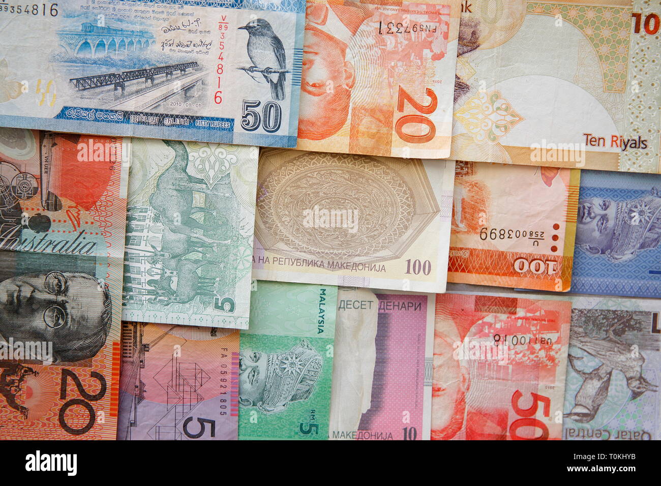 Background composition with various country banknotes Stock Photo - Alamy