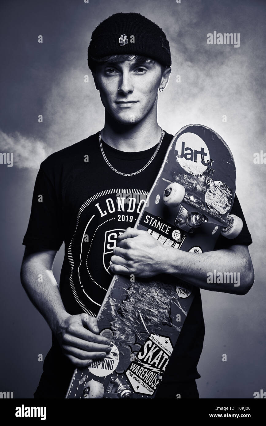Alex Decunha during the Street League Skateboarding World Tour media ...