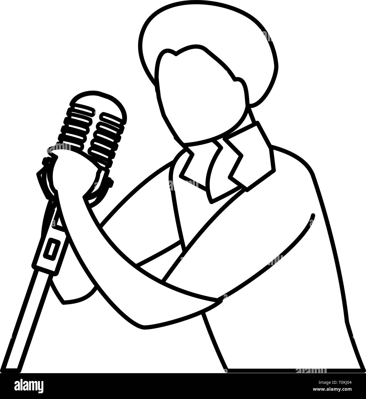 singer with microphone character vector illustration design Stock ...