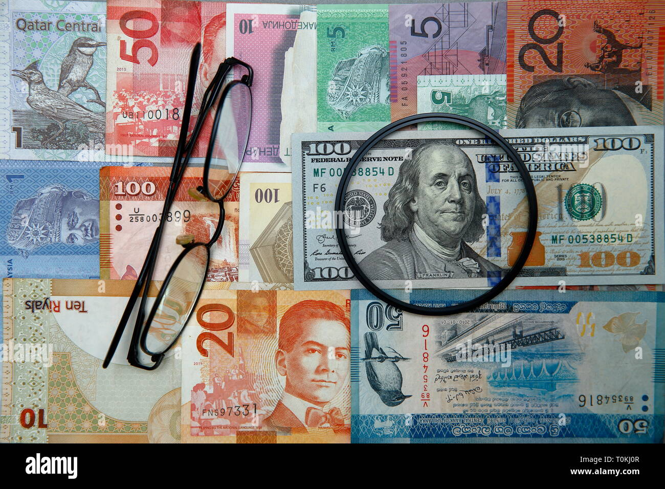 Background composition with various country banknotes Stock Photo - Alamy