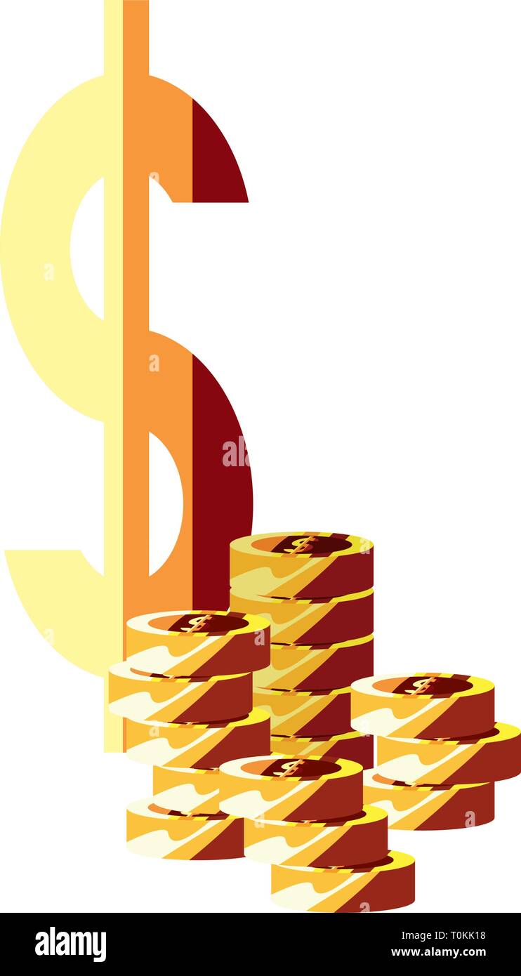 coins stacked money dollar symbol vector illustration Stock Vector ...