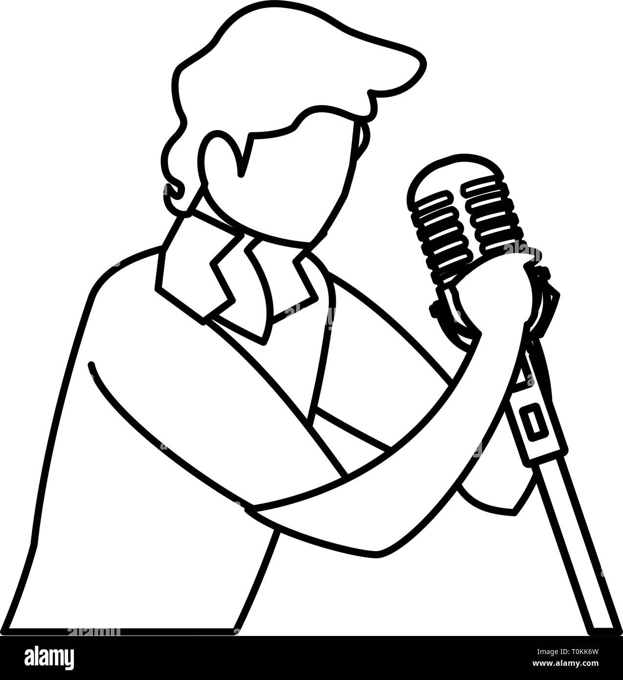 singer with microphone character vector illustration design Stock ...