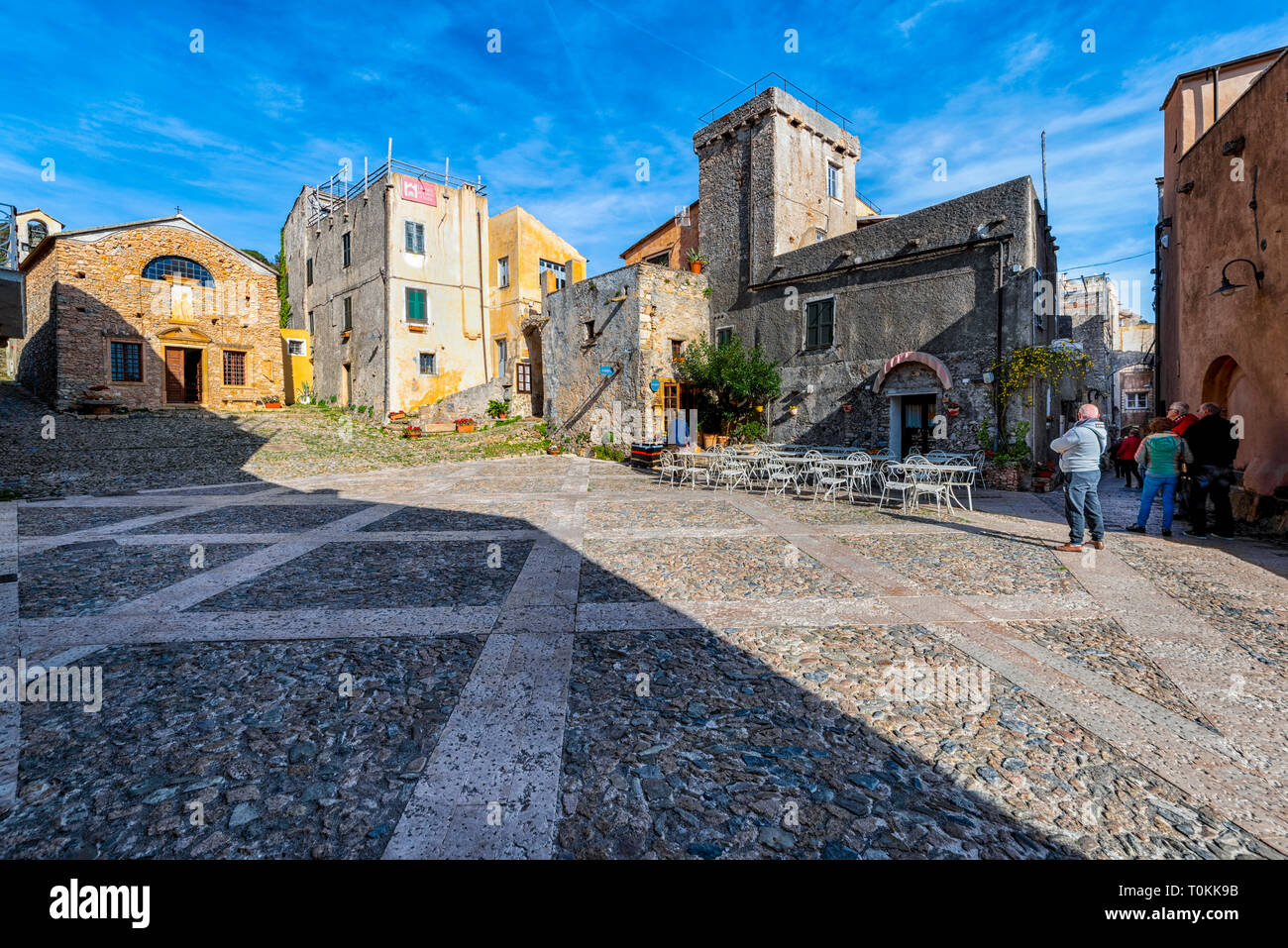Italy Liguria Savona Province The village of Verezzi - ancient Tower ...