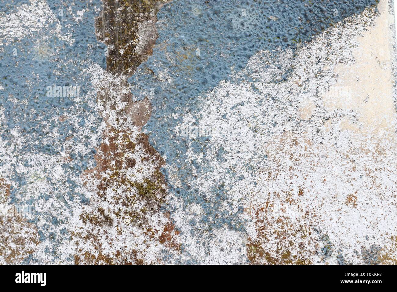 Close up detailed surface of weathered paint on different walls in high ...