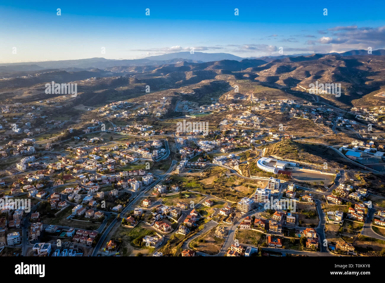 Aerial view of residential houses neighborhood in Limassol. Cyprus ...