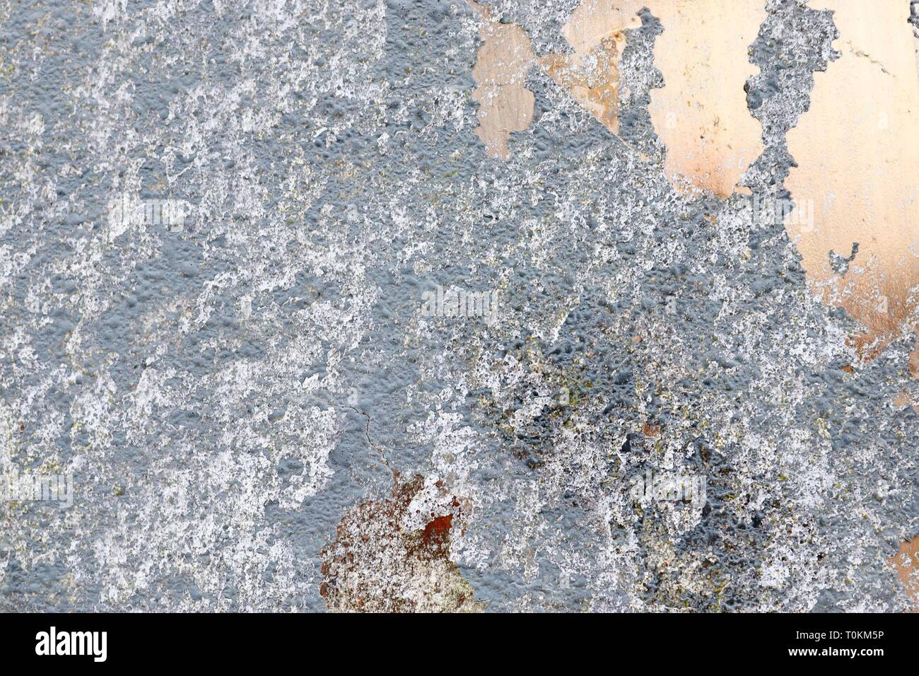 Close up detailed surface of weathered paint on different walls in high ...