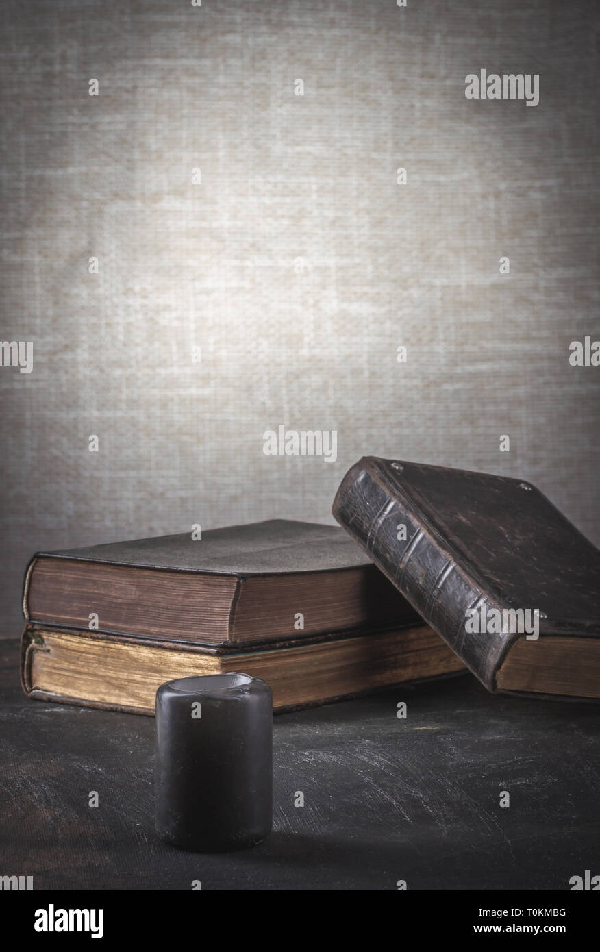 Old books candles hi-res stock photography and images - Alamy