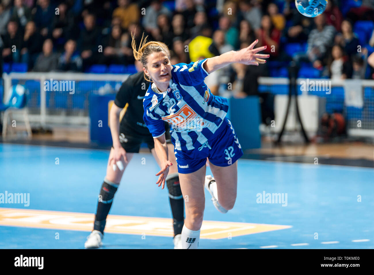 Katarina Bulatovic scoring a goal from 7 meter throw against Rostov Don ...