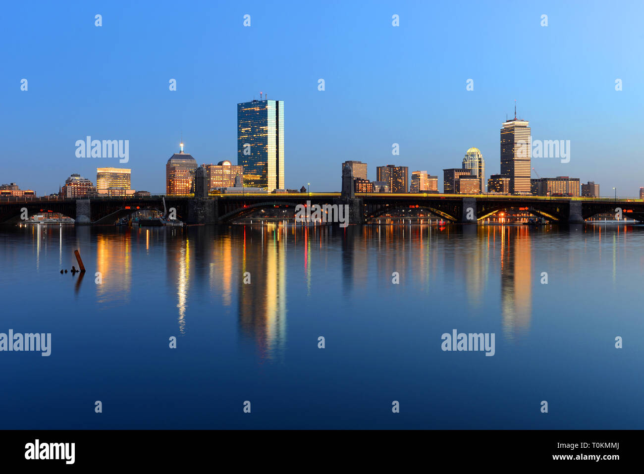 Boston Back Bay Skyline John Hancock Tower and Prudential Center night ...