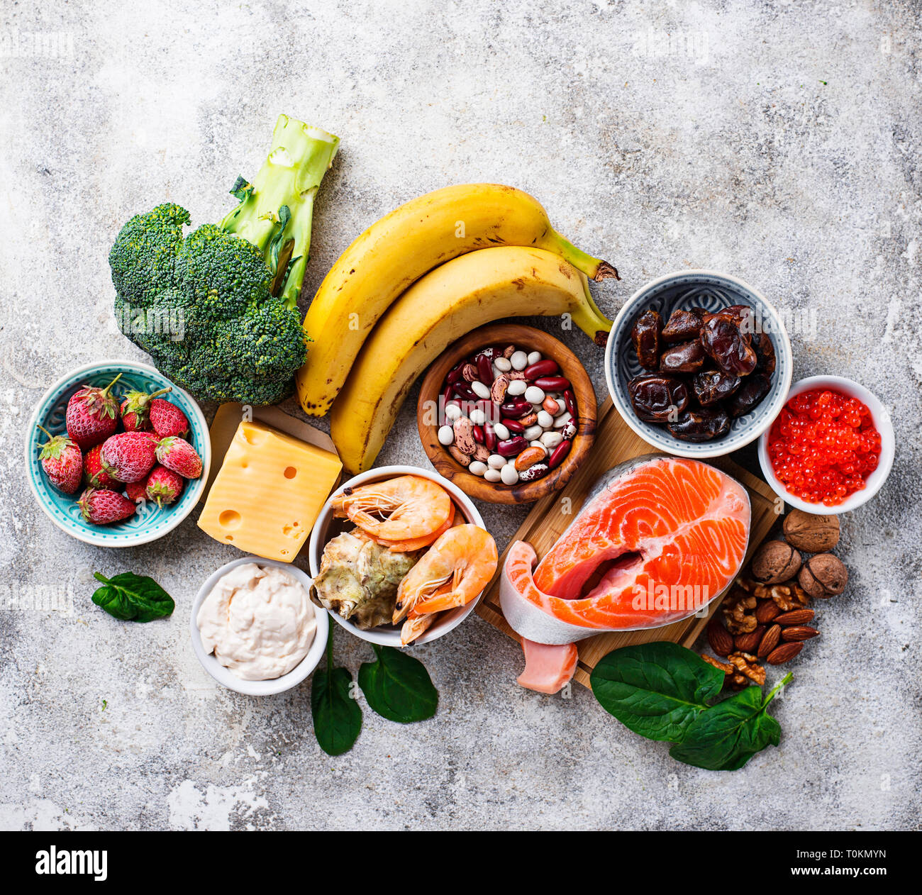 Products sources of hormone dopamine Stock Photo - Alamy