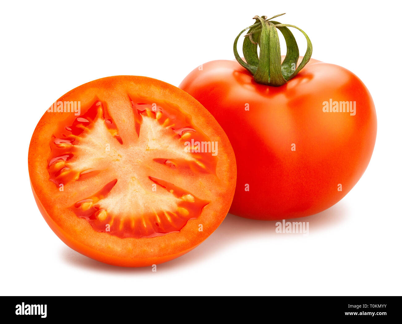 sliced tomatoes path isolated Stock Photo - Alamy