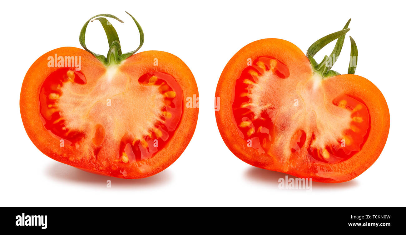 sliced tomatoes path isolated Stock Photo - Alamy