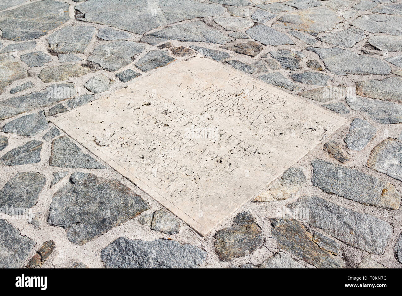 A marble memorial tablet of the ancient Amber Road at Fő tér (Main ...
