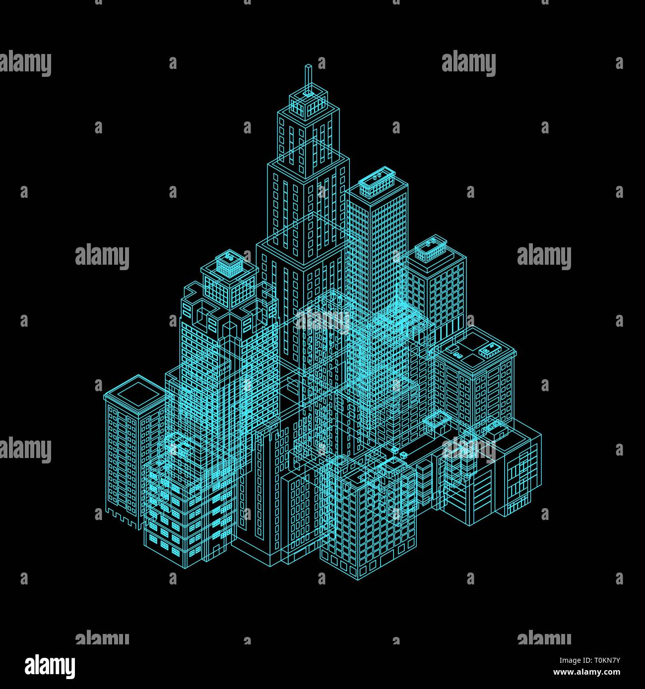 Vector Isometric Holography City. Vector Isometric City Building Icon ...