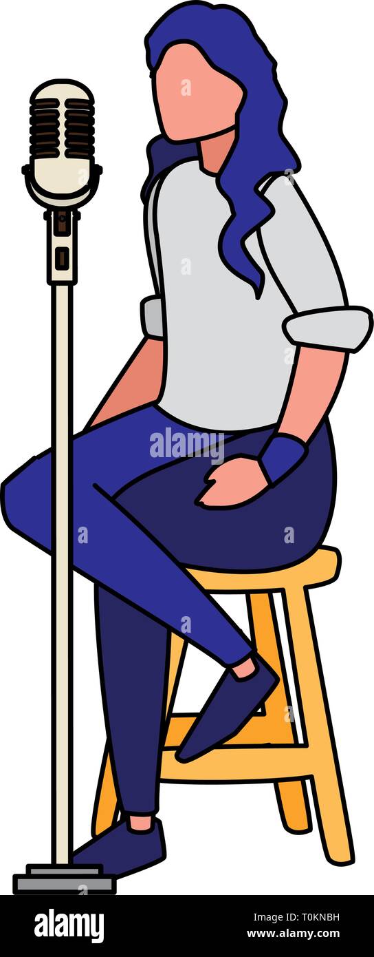 female singer with microphone character vector illustration design ...