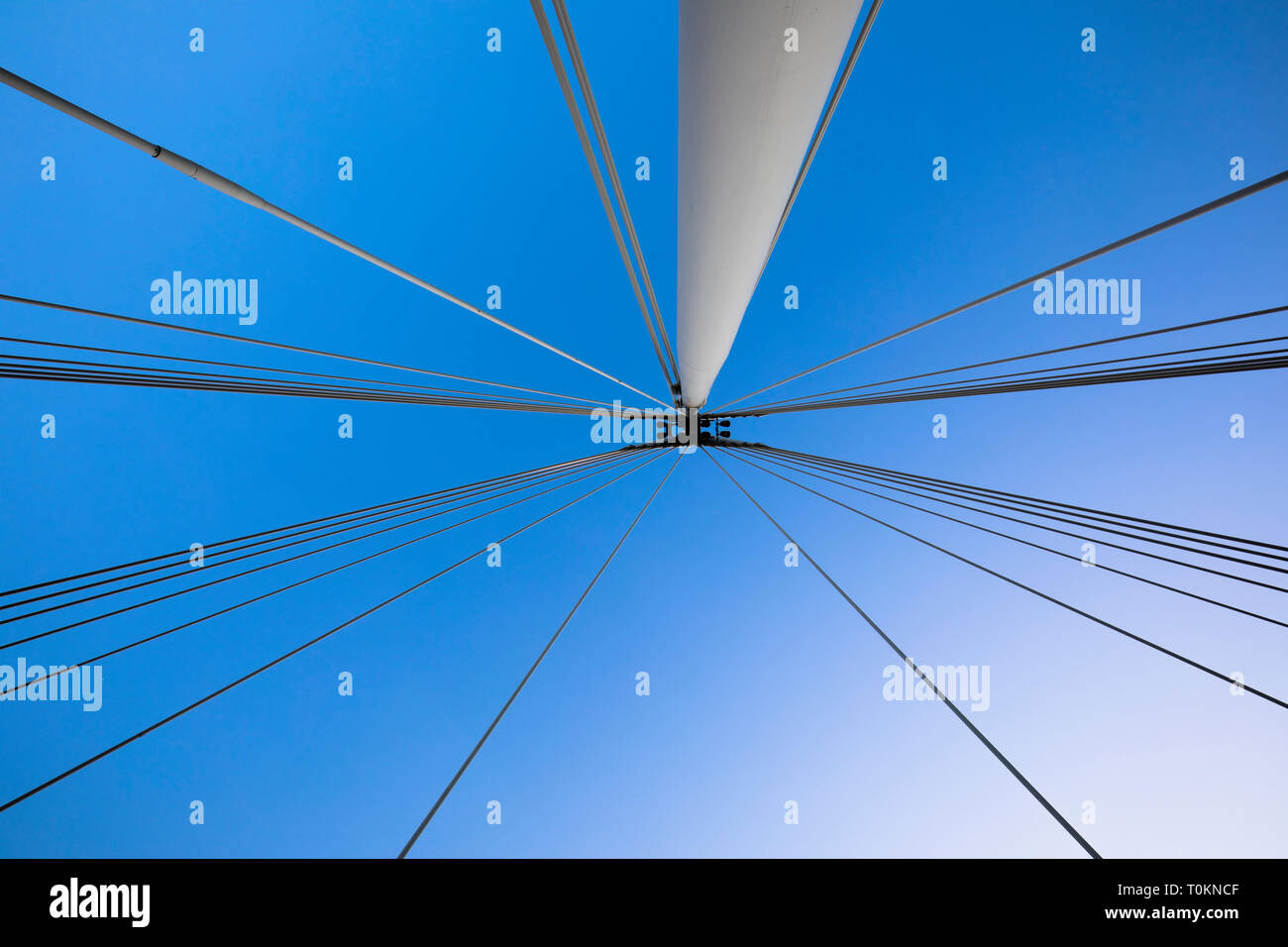 Cables on a pedestrian suspension bridge Stock Photo - Alamy