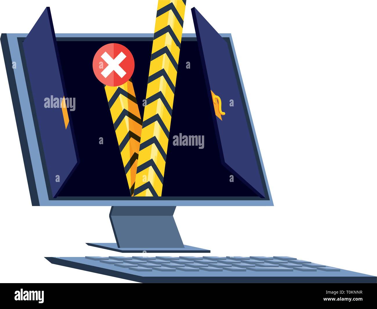desktop computer with virus attack vector illustration design Stock ...