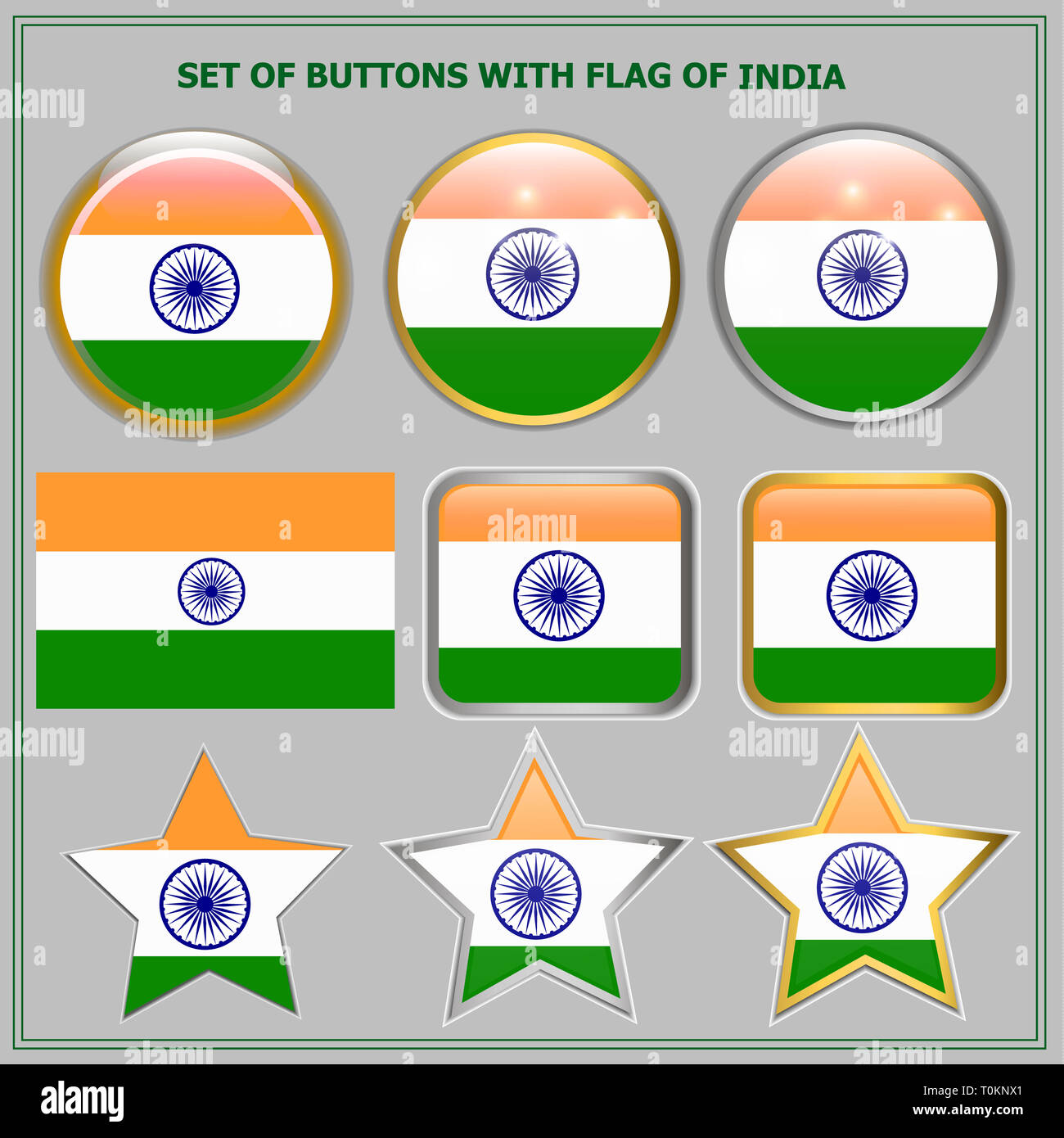 Bright buttons with flag of India. Happy India day background. Bright ...