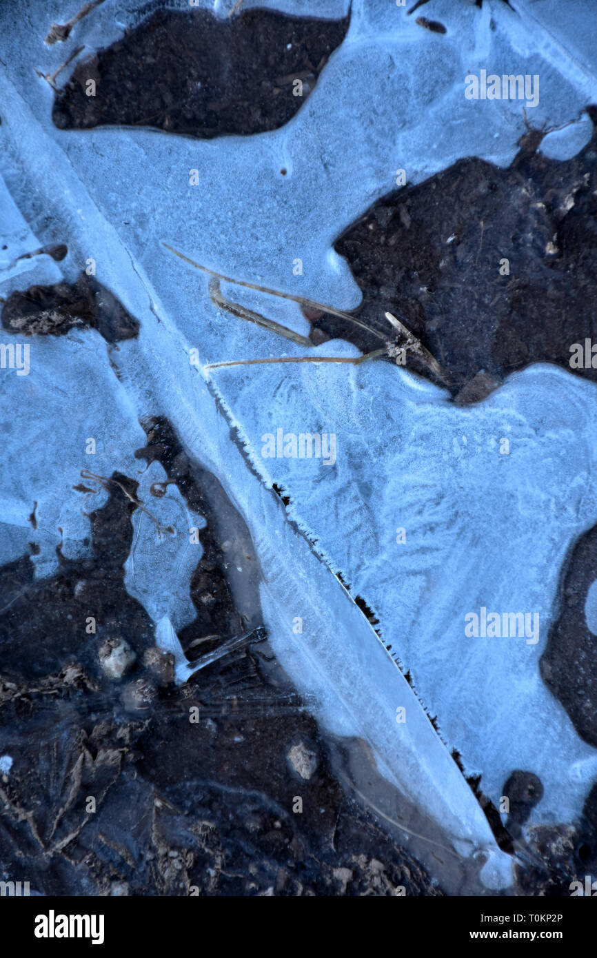 Puddle ice formations Stock Photo - Alamy